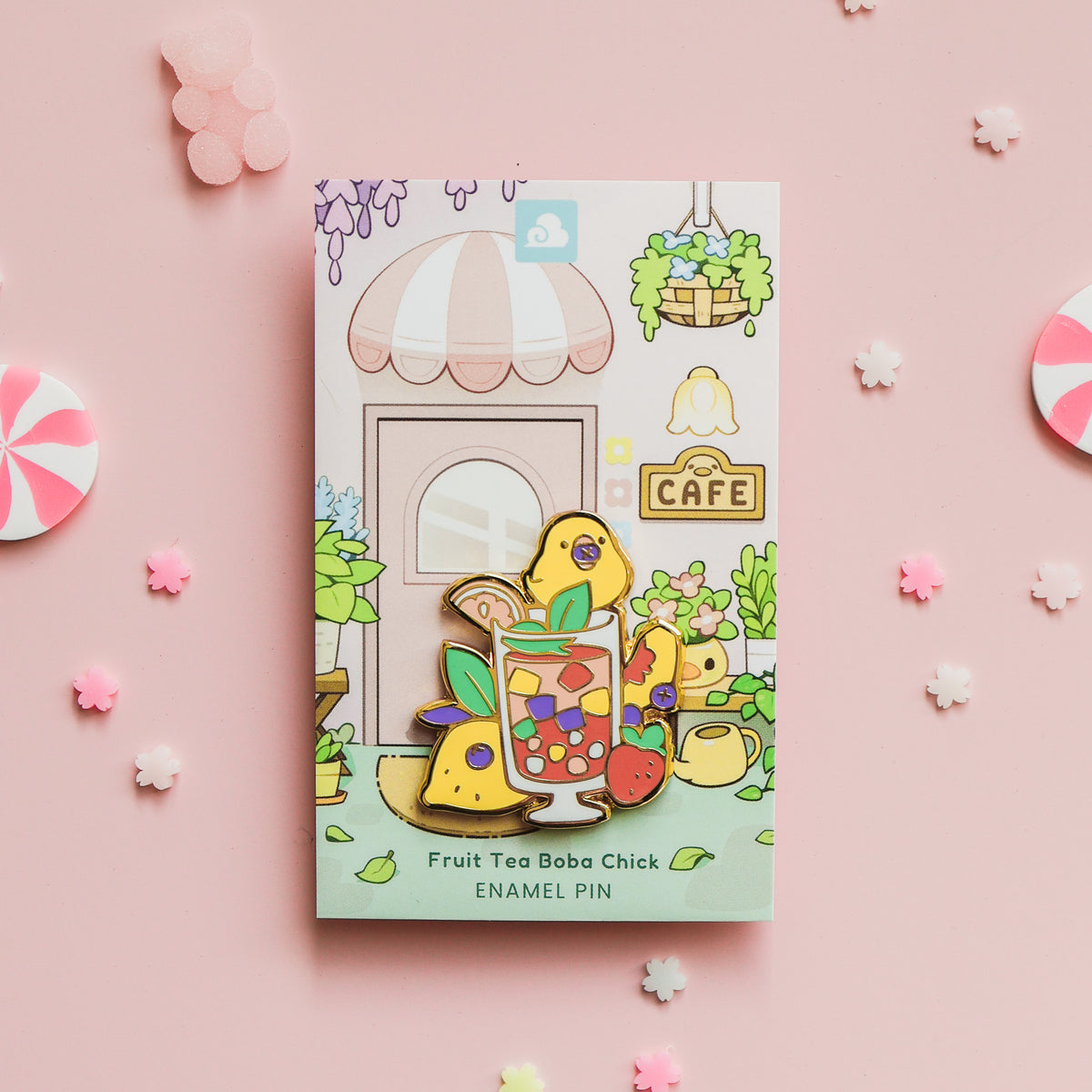 Enamel Pin - Fruit Tea Boba Chick – thousandskies