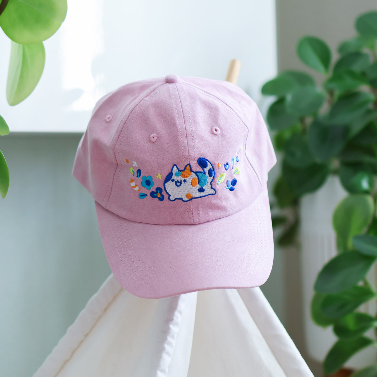 Embroidered Hat - Floral Calico Lilac – thousandskies