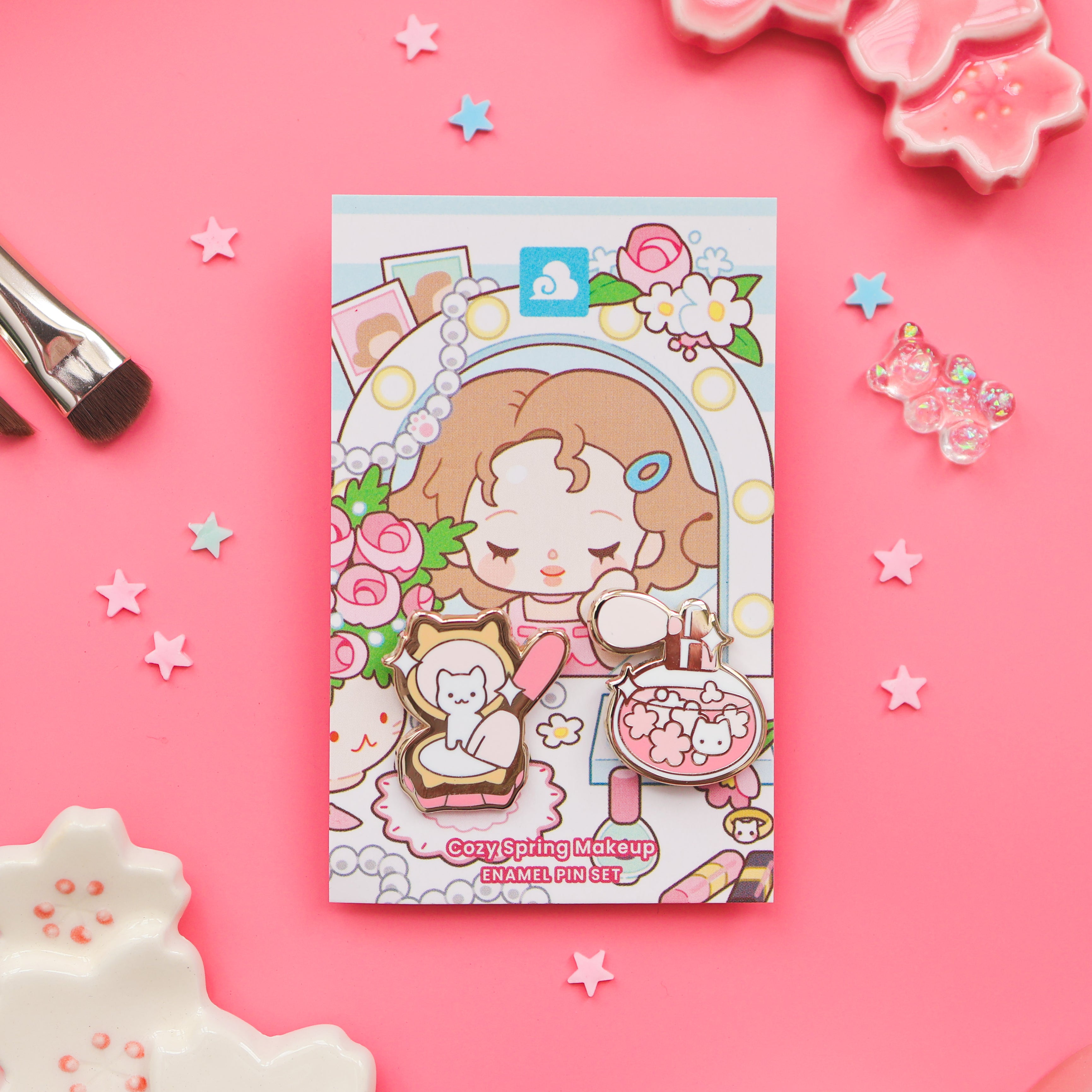 Enamel Pin - Cozy Spring Makeup Pin Set – thousandskies