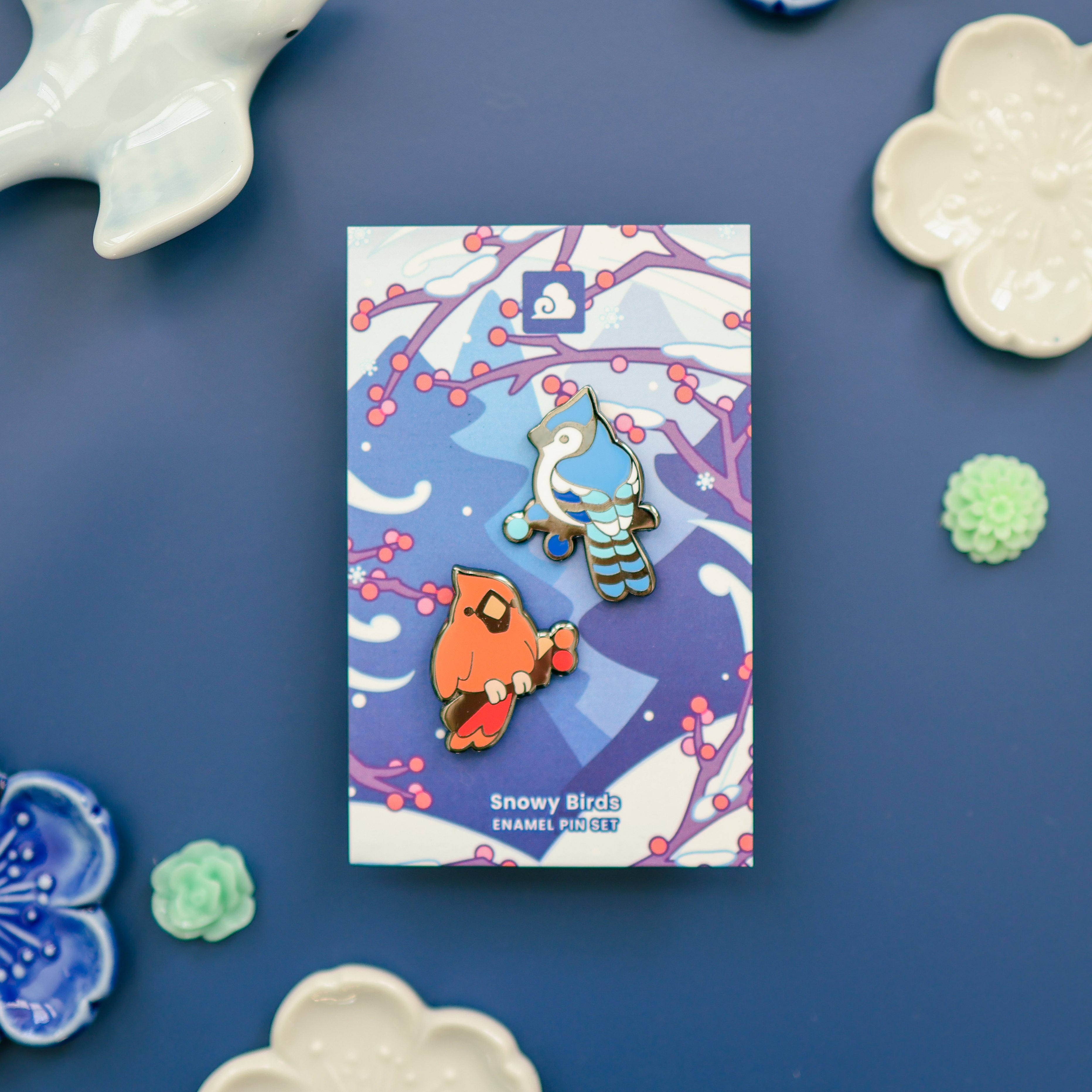 Enamel Pin - Snowy Birds Pin Set – thousandskies