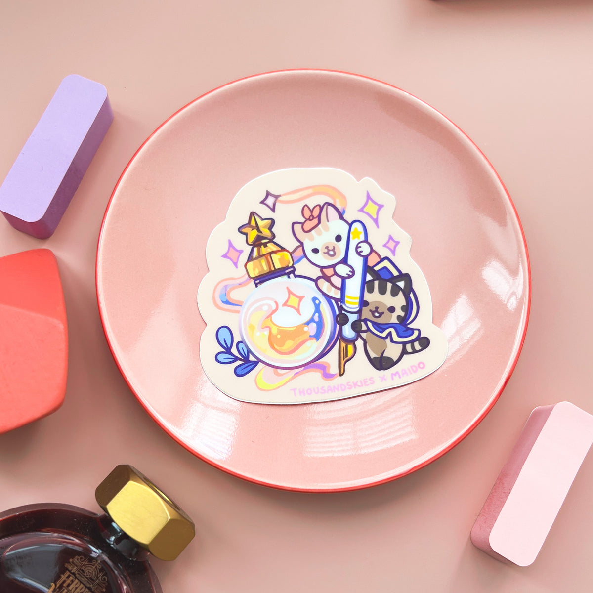 Vinyl Sticker Magical Ink Kittens (Maido Collaboration) – thousandskies