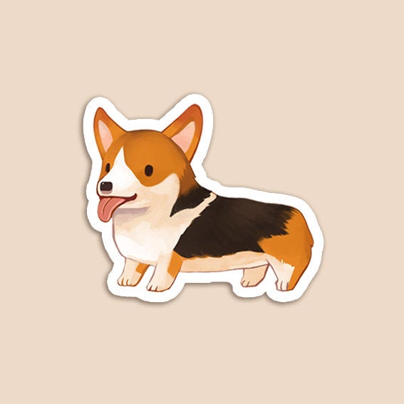 Vinyl Sticker Long Red Tricolor Corgi – thousandskies