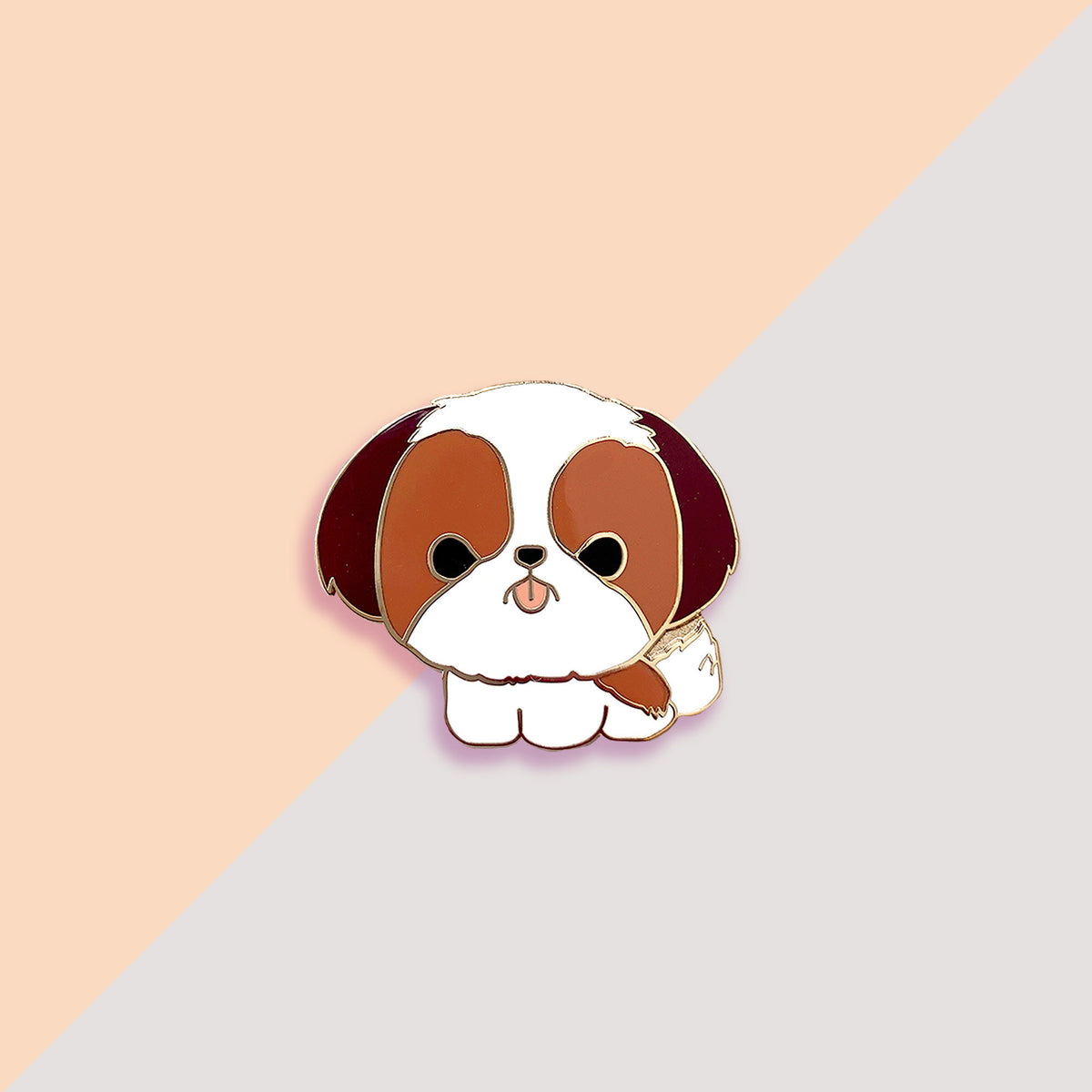 Enamel Pin - Shih Tzu Pin (Brown and White) – thousandskies